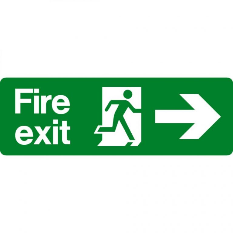 Fire Exit Right Arrow Sign 600mm x 200mm L11 Vinyl - Display Signs