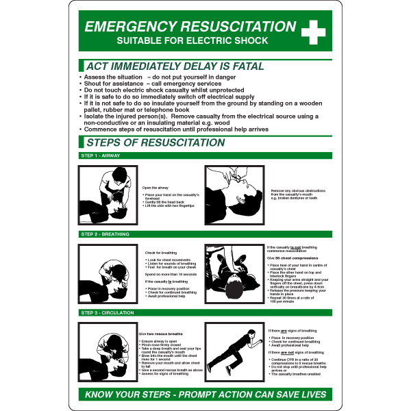 Emergency Resuscitation Sign 400mm x 600mm WSK Rigid - Display Signs