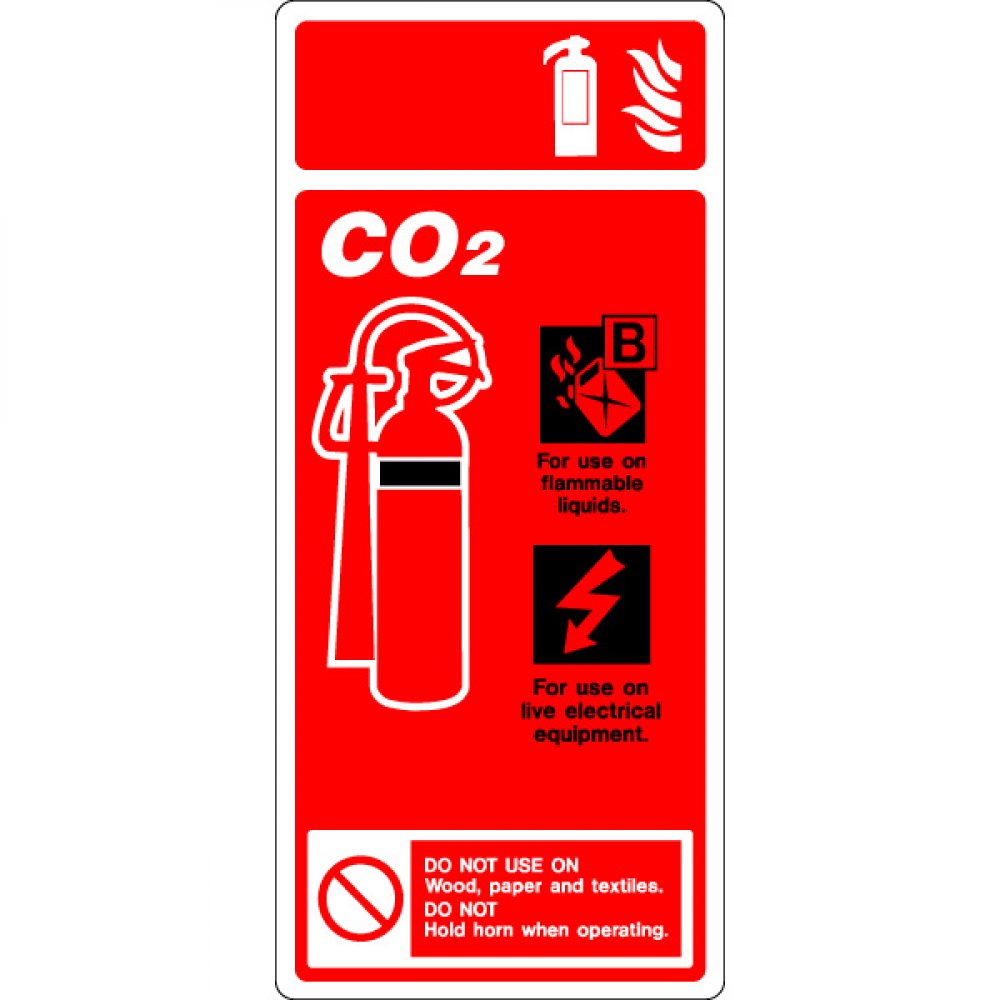 Co2 Extinguisher Sign 90mm x 200mm P7 Rigid - Display Signs